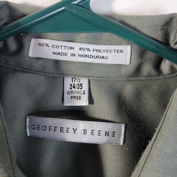 Geoffrey Beene | Shirts | Mens Geoffrey Beene Cotton Blend Dress Shirt Size 75 3434 Olive Green ...
